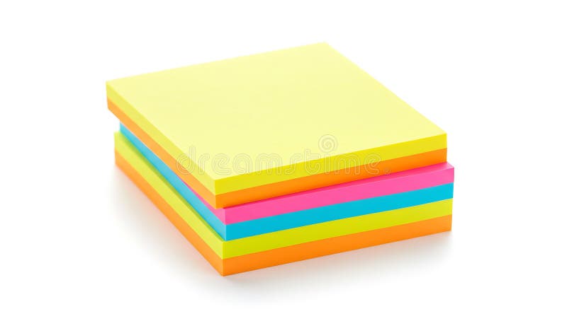 A Stack of Colorful Sticky Notes Featuring Layers of Yellow, Pink, Blue ...