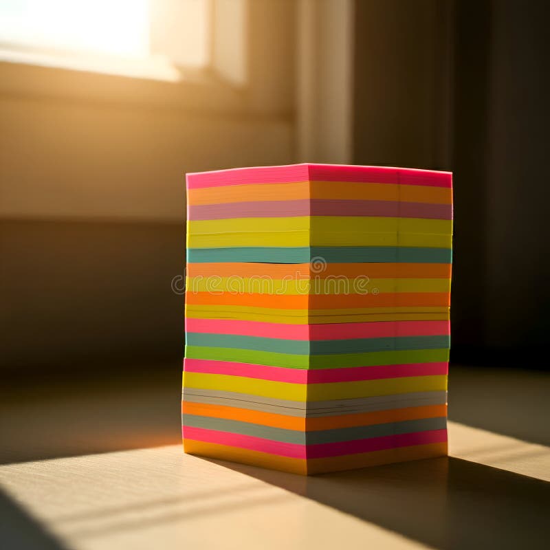 AI-Generated: Stack of Colorful Sticky Notes with Stripes Stock ...