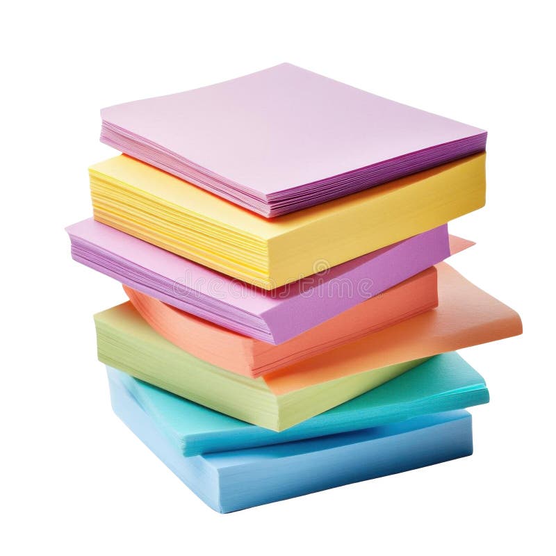 Stack of Colorful Sticky Notes Isolated on Transparent Background ...