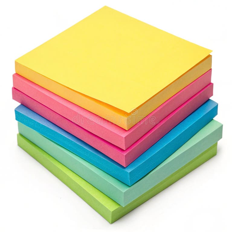 Stack of Colorful Sticky Notes Isolated on White Background Stock ...