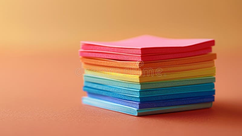 Stack of Colorful Sticky Notes on an Orange Background. Stock Photo ...