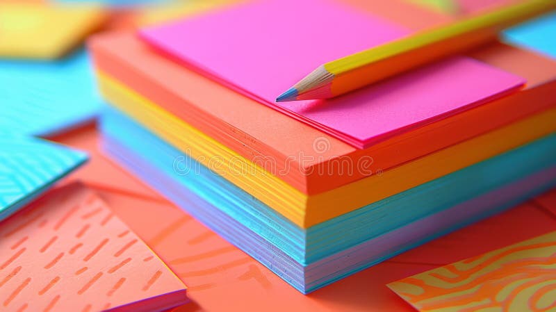 Stack Colorful Sticky Notes Pencil Top Stock Photos - Free & Royalty ...