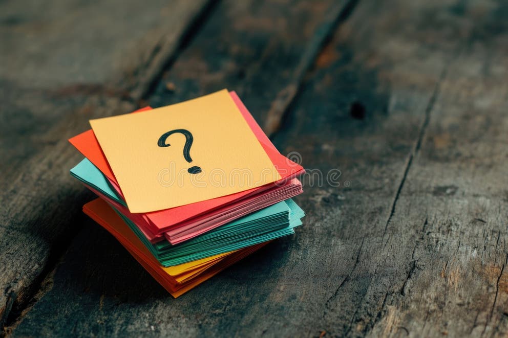 A Stack of Colorful Sticky Notes with a Question Mark on Top Stock ...