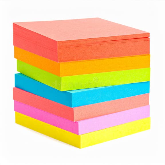 Stack of Colorful Sticky Notes on White Background Stock Illustration ...