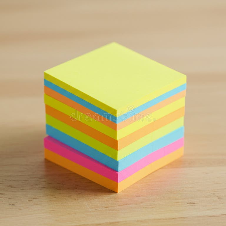 Stack of Colorful Sticky Notes on a Wooden Surface. Comprising of Eight ...