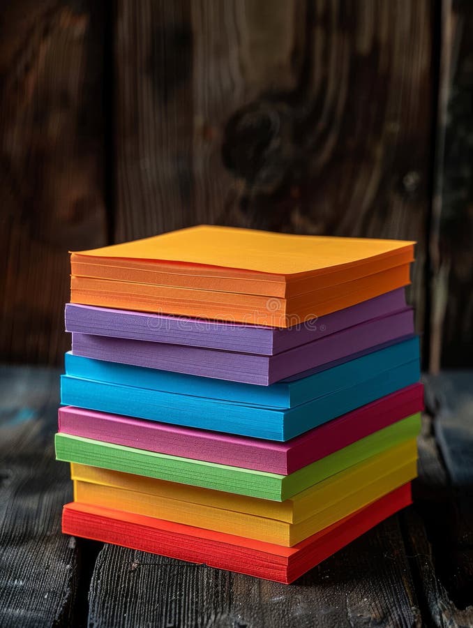 Stack Colorful Sticky Notes Wooden Desk Surface Stock Photos - Free ...