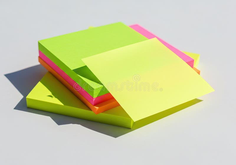 A Stack of Colorful Sticky Notes with a Yellow One on Top AI Generated ...