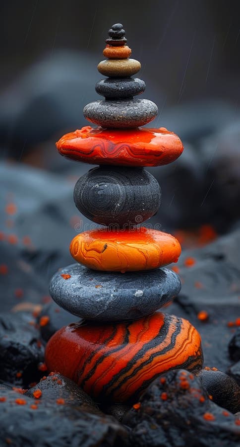 Stack of Colorful Stones. Zen Stones Stacked on Top of Each Other Stock ...