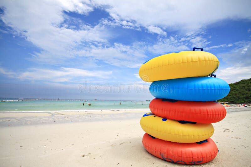 Stack of Colorful Swimming Rings Stock Photo - Image of protect, belt ...