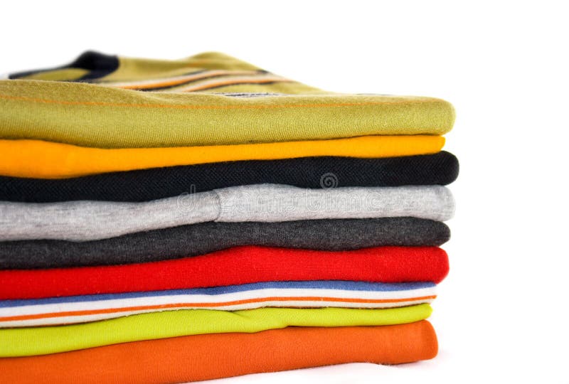 A Stack of Colorful T-shirts Stock Image - Image of apparel, heap: 13169517
