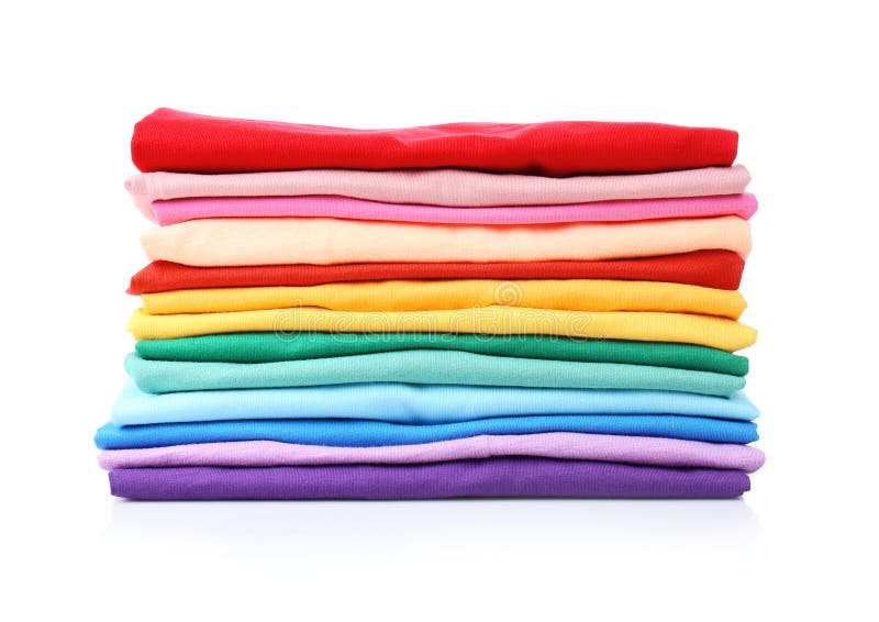 Colorful Stack Of Clean T-shirts Stock Photo - Image of material ...