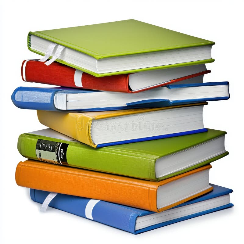 Stack of Colorful Textbooks on White Background for Educational and ...