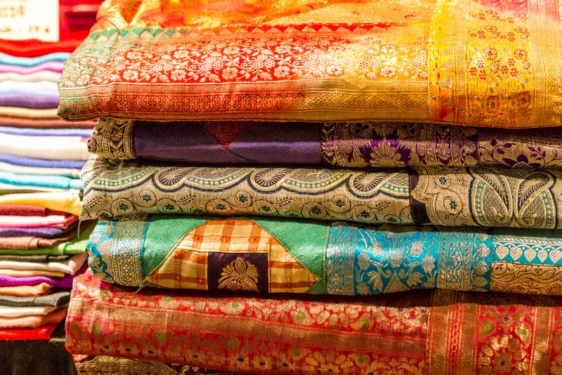 Stack of colorful textiles stock image. Image of dyed - 89559987