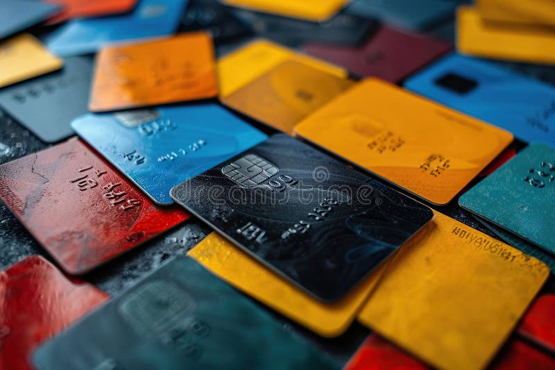 A Stack of Colorful Bank Cards. Generated by Artificial Intelligence ...