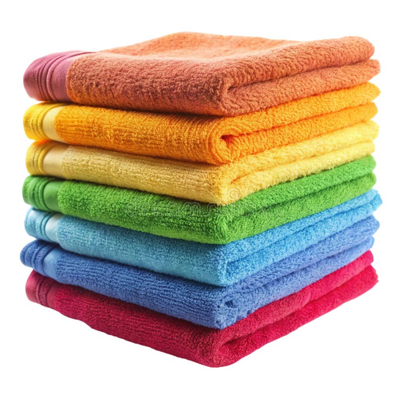 Stack of Colorful Towels Isolated on Transparent Background Stock ...