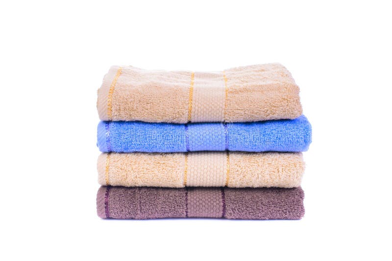 Stack of Colorful Towels Isolated on White Stock Image - Image of ...