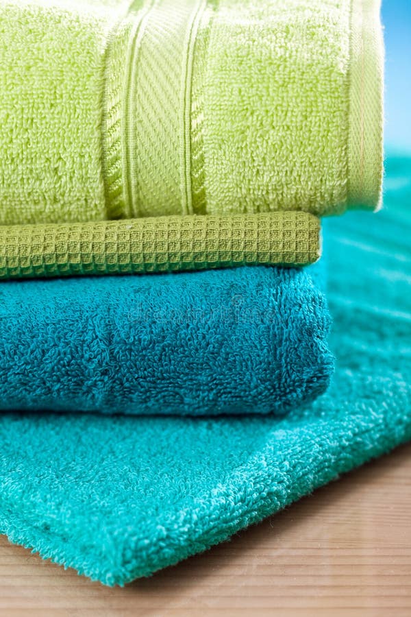 Stack of colorful towels stock image. Image of sauna - 73280229