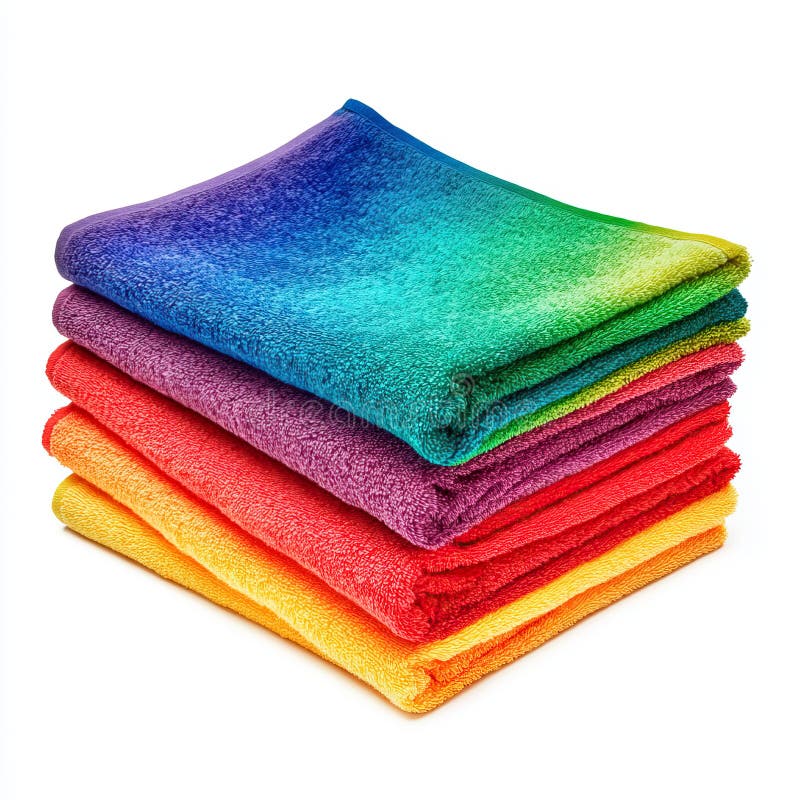 Stack of Colorful Towels on White Background Stock Image - Image of ...