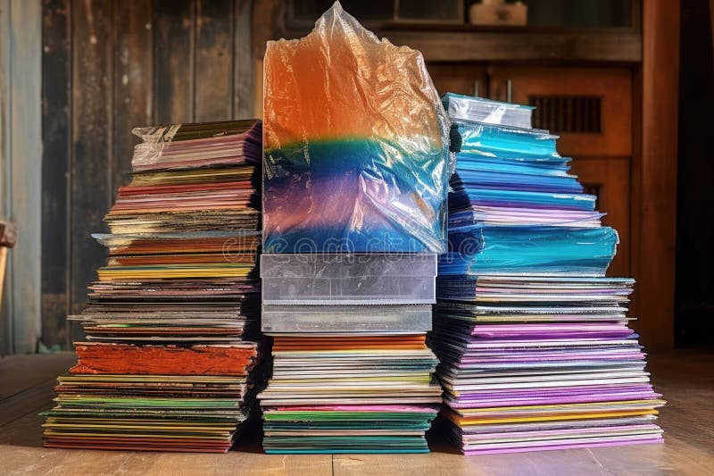 Stack of Colorful Vinyl Record Albums Stock Illustration - Illustration ...