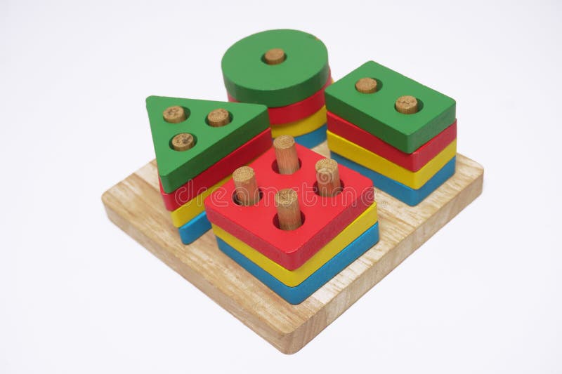 Stack of Colorful Wooden Block Toys on White, Educational Creative Fun ...