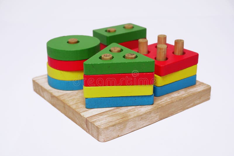 Stack of Colorful Wooden Block Toys on White, Educational Creative Fun ...