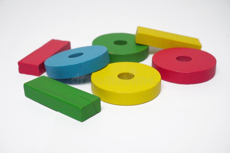 Stack of Colorful Wooden Block Toys on White, Educational Creative Fun ...