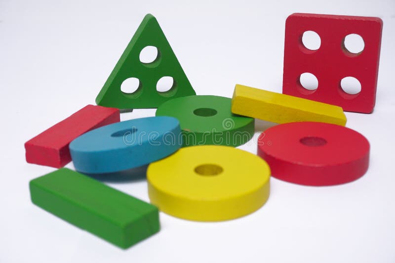 Stack of Colorful Wooden Block Toys on White, Educational Creative Fun ...