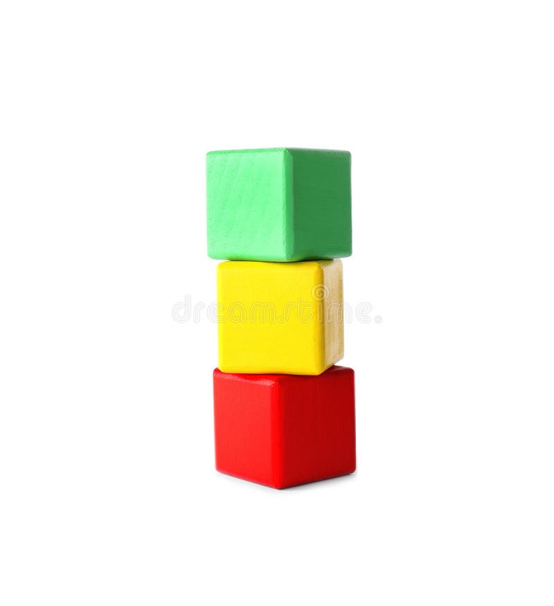 Stack of Colorful Wooden Cubes Isolated Stock Image - Image of cubes ...