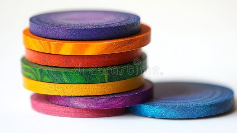Stack of Colorful Wooden Disks on White Background Stock Illustration ...