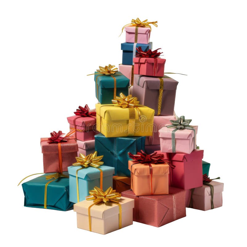Stack of Colorful Wrapped Gift Boxes with Bows Stock Photo ...