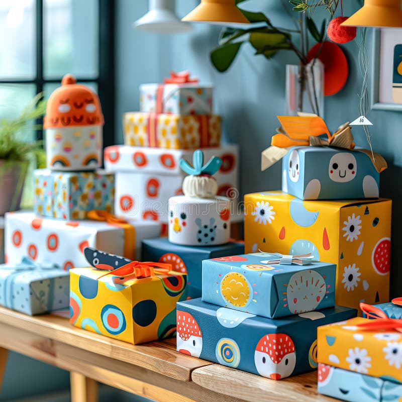 A Stack of Colorful Wrapping Paper with a Variety of Patterns and ...