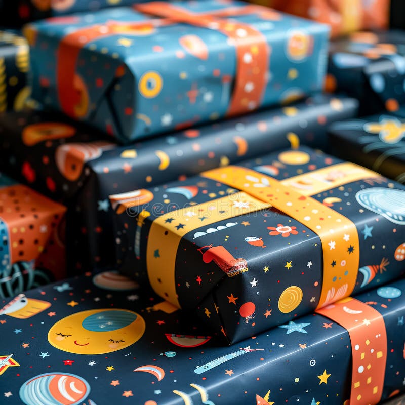 A Stack of Colorful Wrapping Paper with Various Patterns and Designs ...