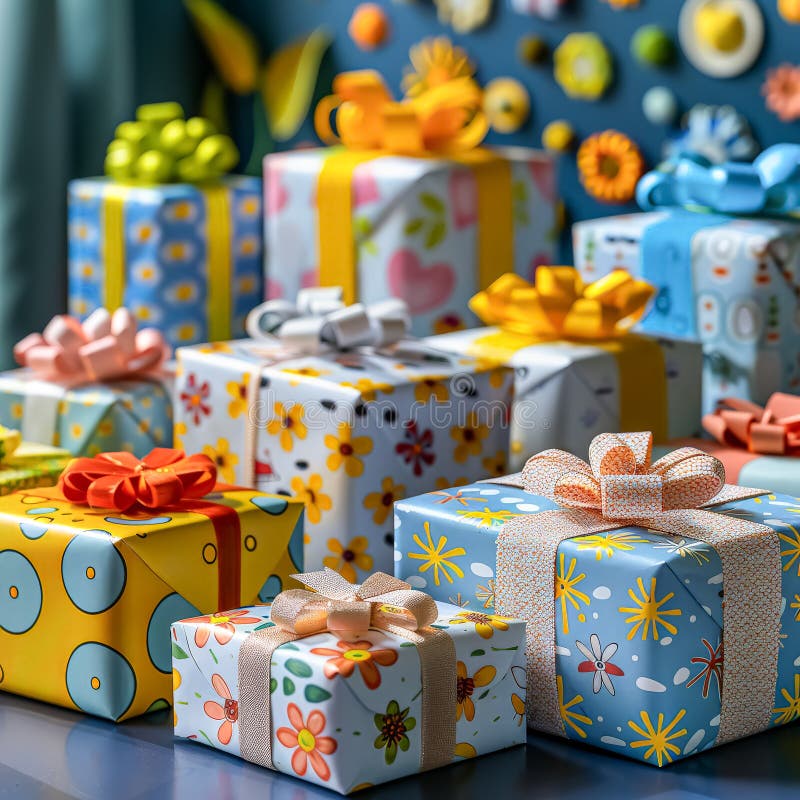 A Stack of Colorful Wrapping Paper with Various Patterns and Designs ...