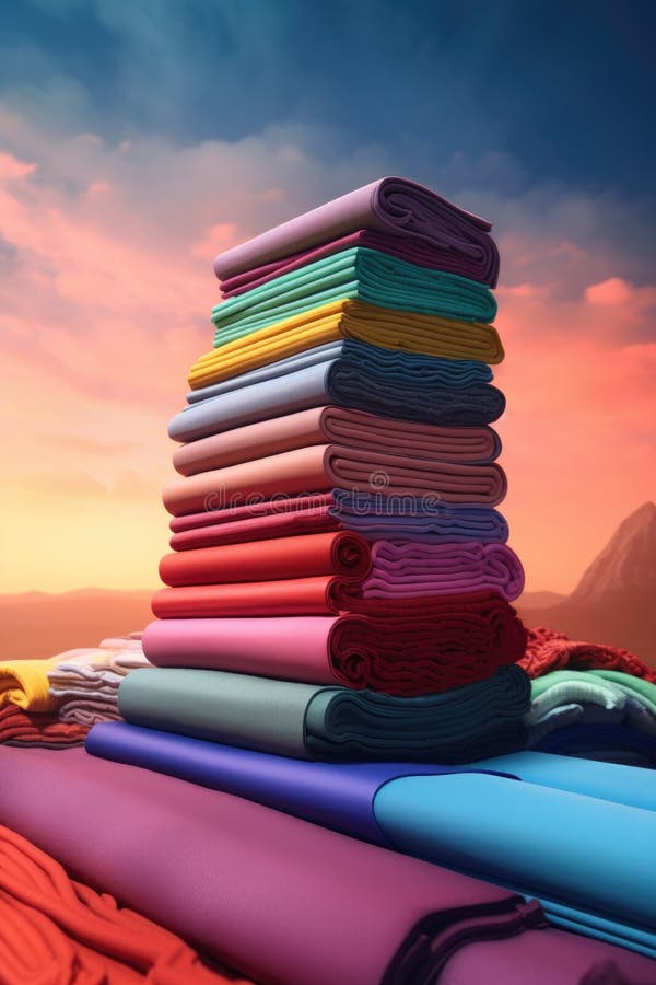 Stack of Colorful Yoga Mats Against a Calming Backdrop Stock ...