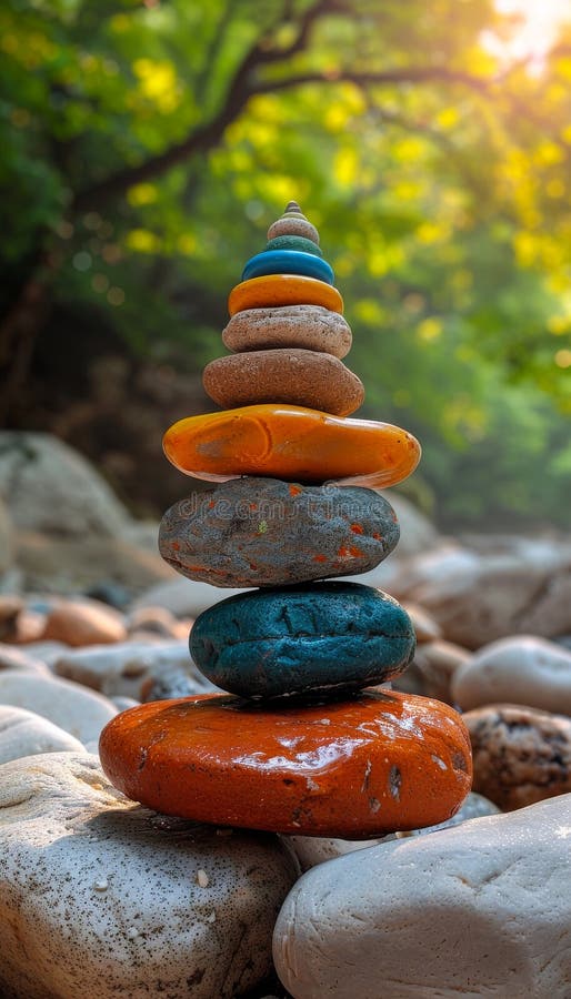 Stack of Colorful Zen StonesZen Stones Stacked on Each Other Stock ...