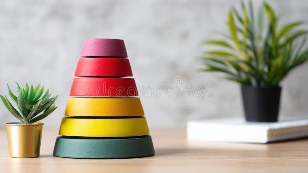 Stack of Colorfully Colored Pyramids Representing Sales Funnel Icon ...