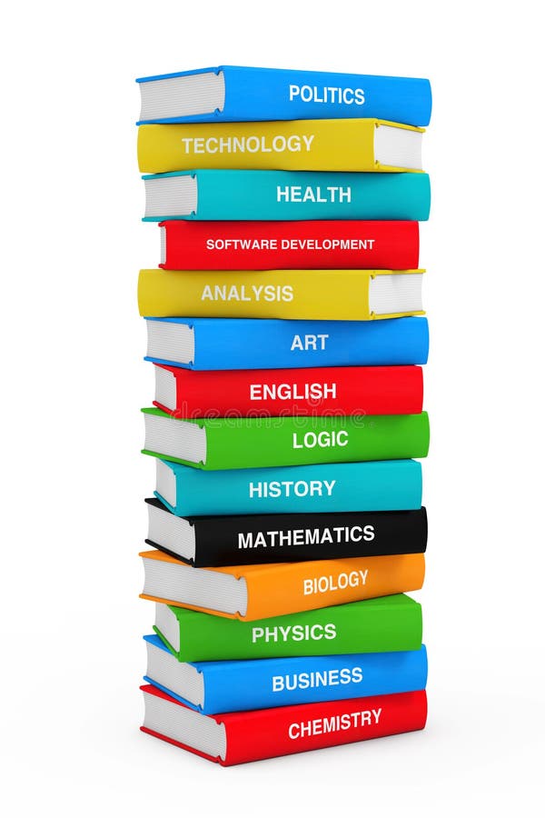 Stack of Coloured School Books. 3d Rendering Stock Illustration ...