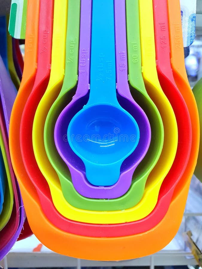 Plastic measuring spoon stock image. Image of tool, stack - 267371579
