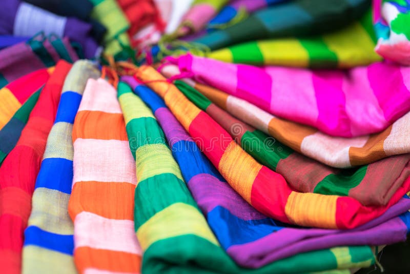 Stack of Colourful Silk Scarfs Stock Photo - Image of grand, baazar ...