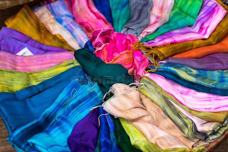 Stack of Colourful Silk Scarfs Stock Photo - Image of cloth, grand ...