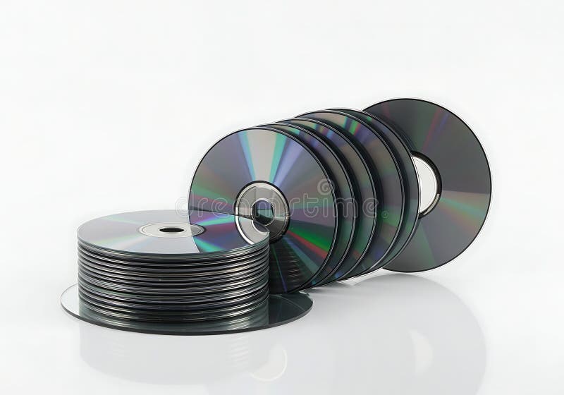 Stack of Compact Discs Against White Background for Data Storage ...
