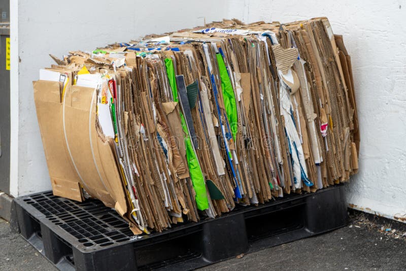 A Stack of Compacted Cardboard Ready To Be Recycled Stock Image - Image ...