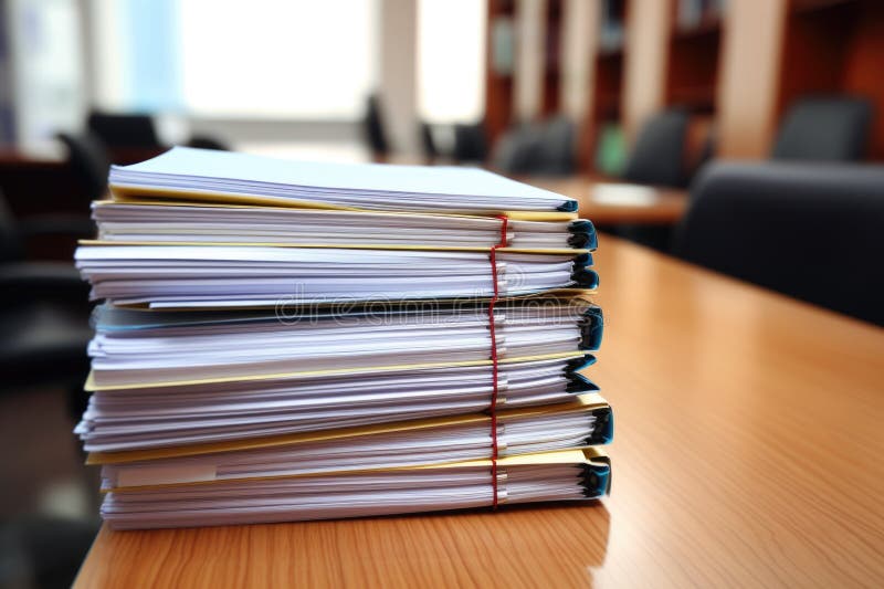 A Stack of Completed Assignment Files beside an Untouched Stack Stock ...