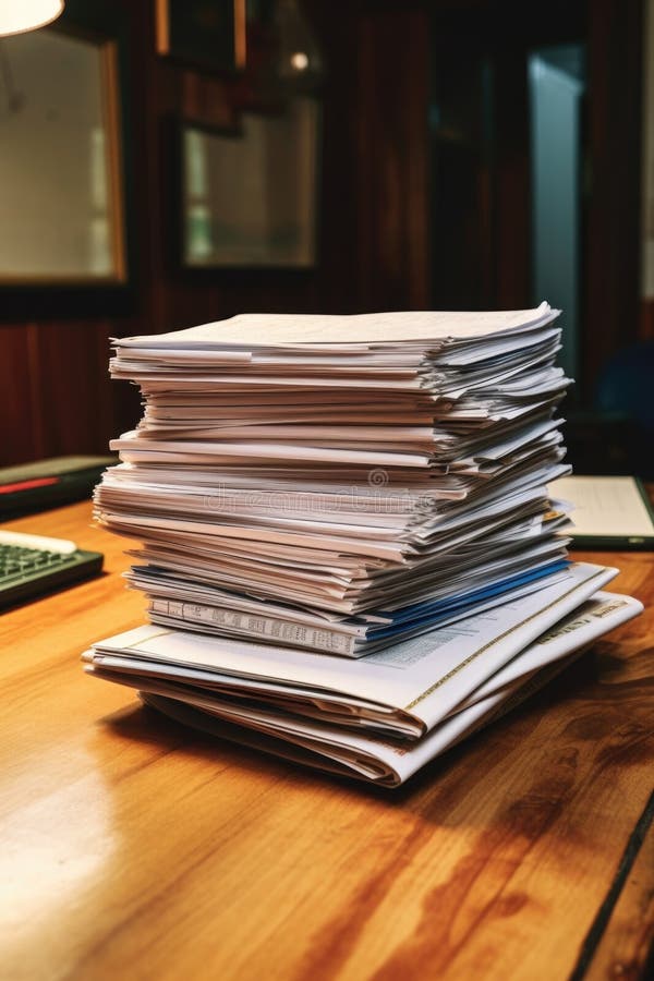 Stack of Completed Survey Forms on a Desk Stock Illustration ...