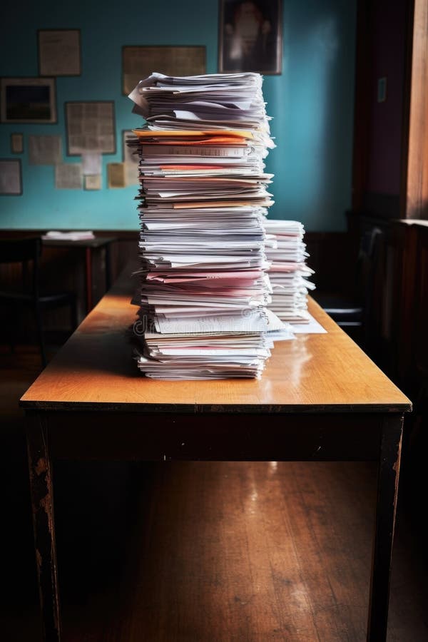 Stack of Completed Survey Forms on a Desk Stock Illustration ...