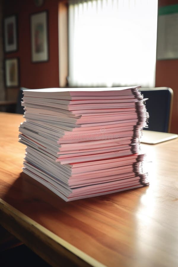 Stack of Completed Survey Forms on a Desk Stock Illustration ...