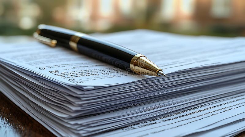 Stack of Completed Tax Forms with Pen Resting on Top, Ready for Review ...