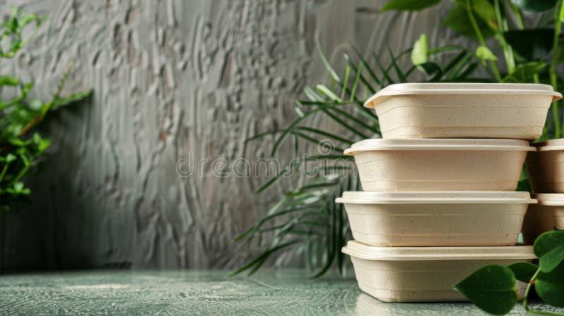 A Stack of Compostable Takeout Containers Labeled Meal Prep for a ...