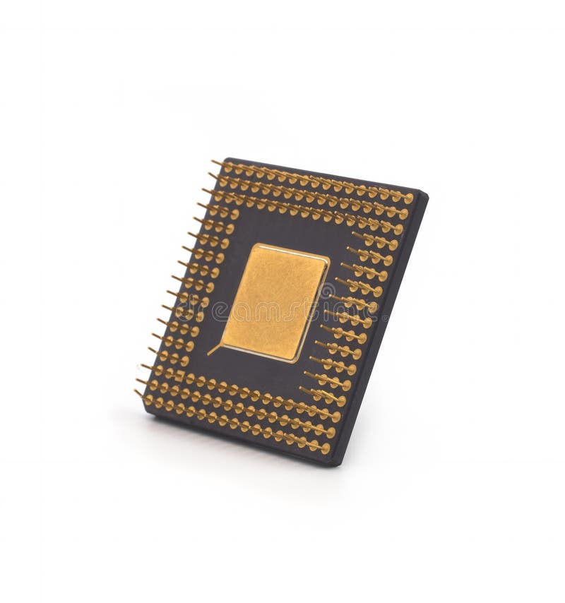 Stack of Computer CPU Processor Microchips Cut Out on White Background ...