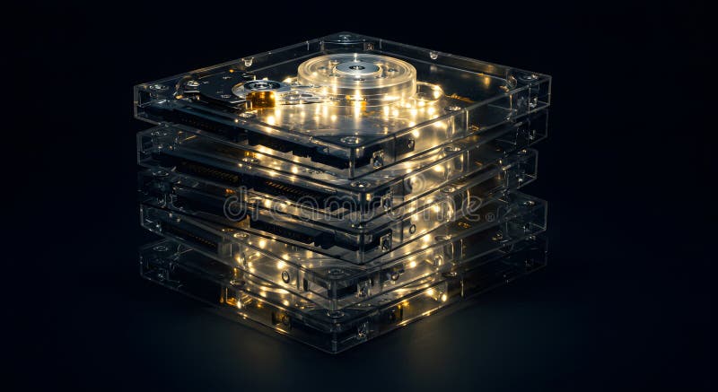 Stack of Computer Hard Drives with String Lights Creates Unique ...